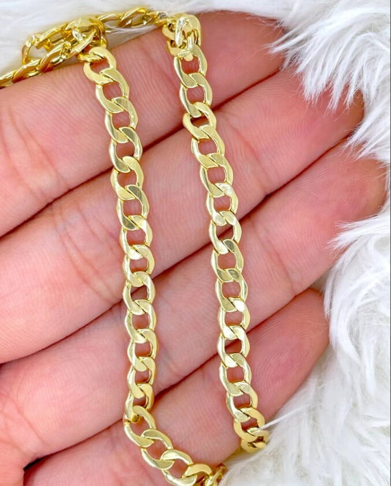 Solid 10K Gold Curb Chain 5mm, Man Gold Chain, Real Gold Gents Chain ...