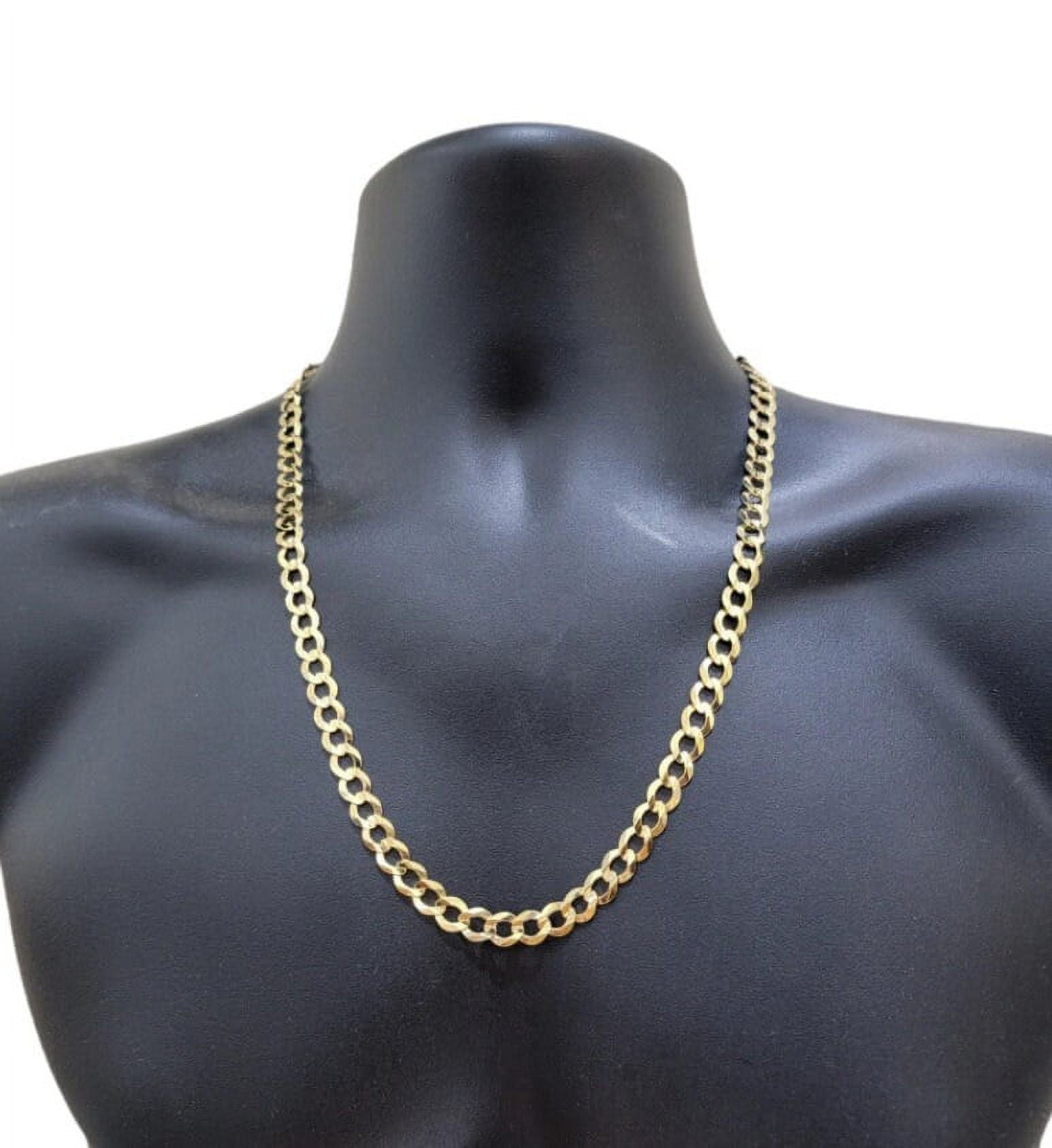 Solid 10K Yellow Gold Curb Chain 5mm, Men's Gold Chain, Real Gold Gents ...