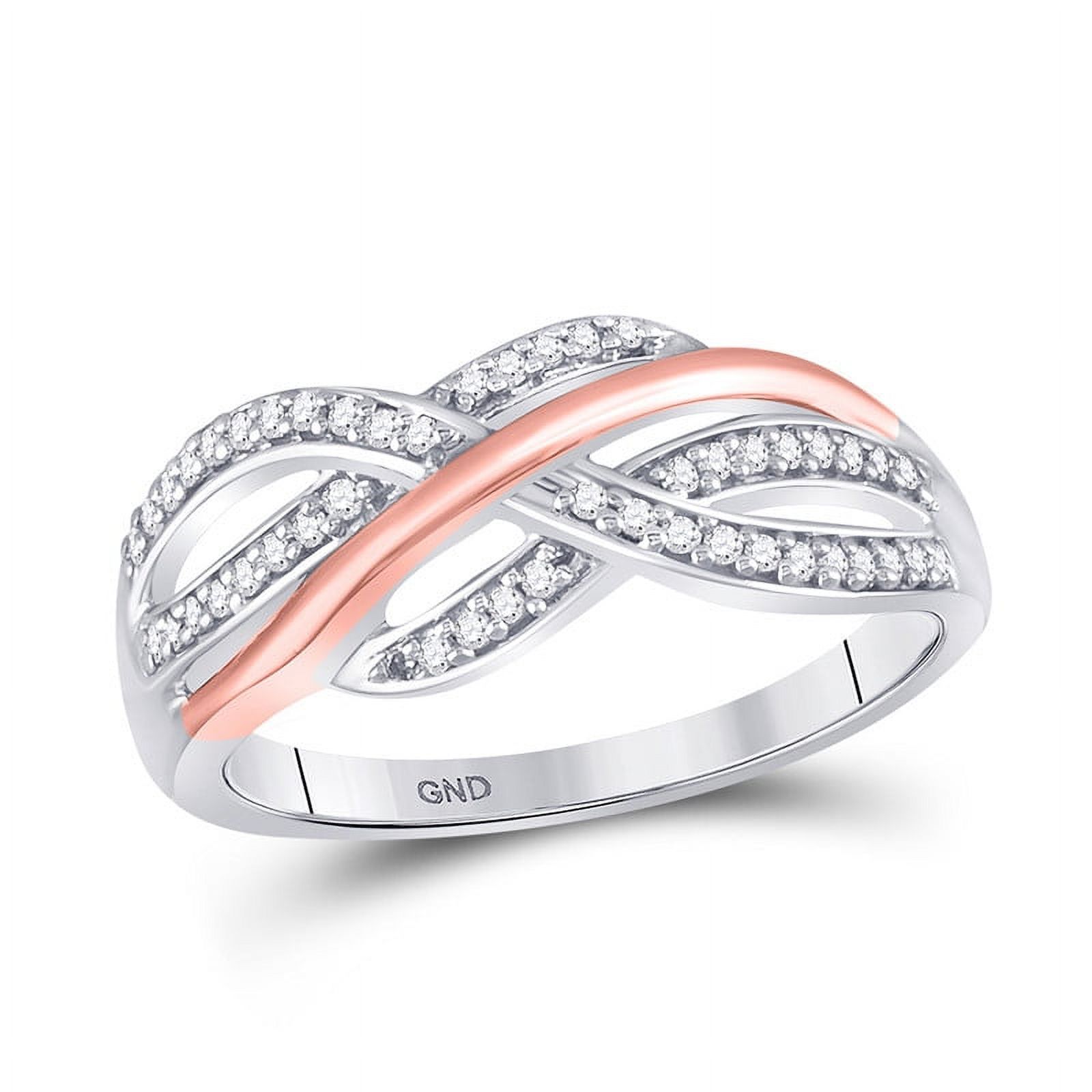 Solid 10K Two-tone White Rose Gold Real Natural Diamond Crossover ...
