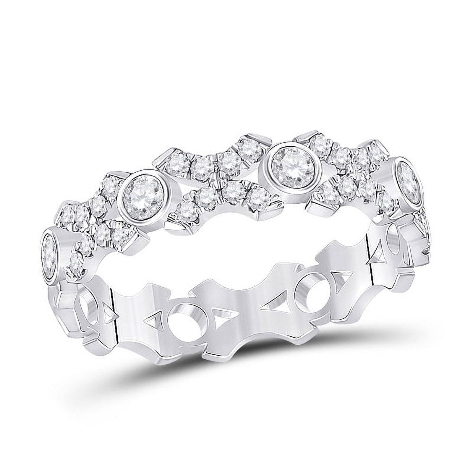 Solid 10K White Gold Real Natural Diamond XOXO Stackable Wedding Band ...