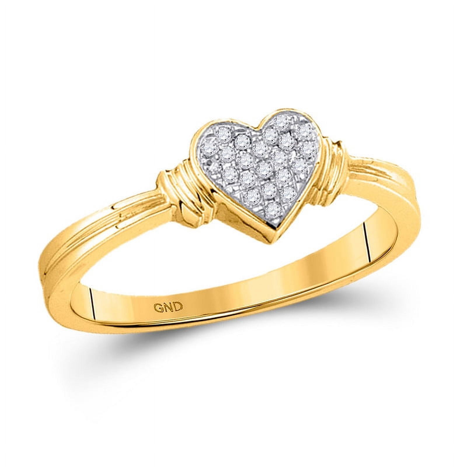 Solid 10K Yellow Gold Real Natural Diamond Simple Heart Cluster ...