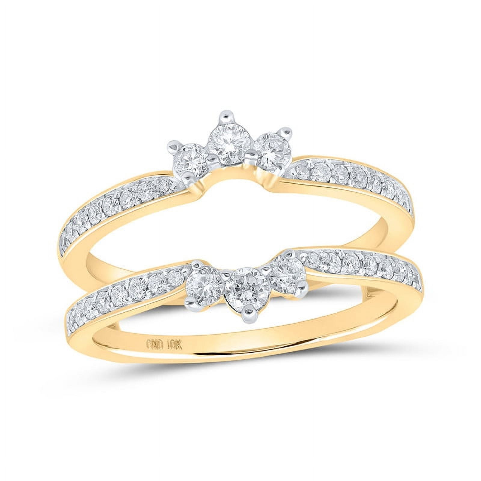 Solid 10K Yellow Gold Real Natural Diamond Womens Wrap Enhancer Wedding ...
