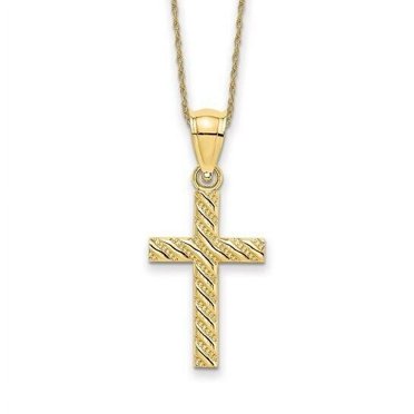 10K Yellow Gold Tri-Color Black Hills Gold Cross 18 in. Necklace ...