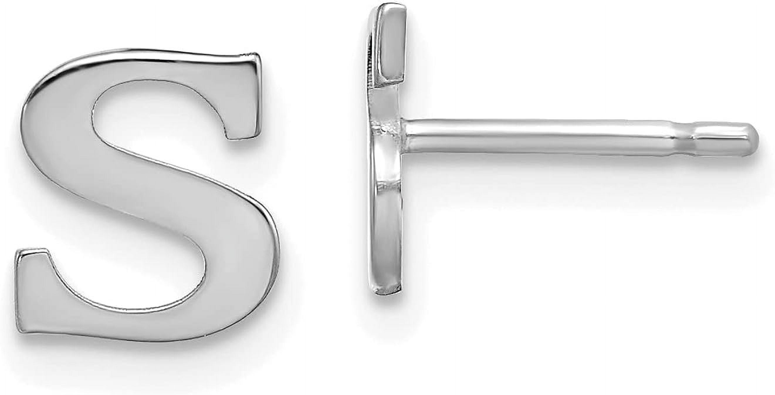 Solid 10KWPolished White Gold Initial Letter S Post Earrings - Walmart.com