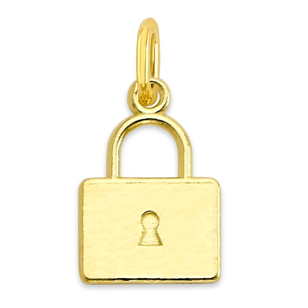 Golden Fire 14k Gold Padlock Charm - Symbolic Security Lock Jewelry for ...
