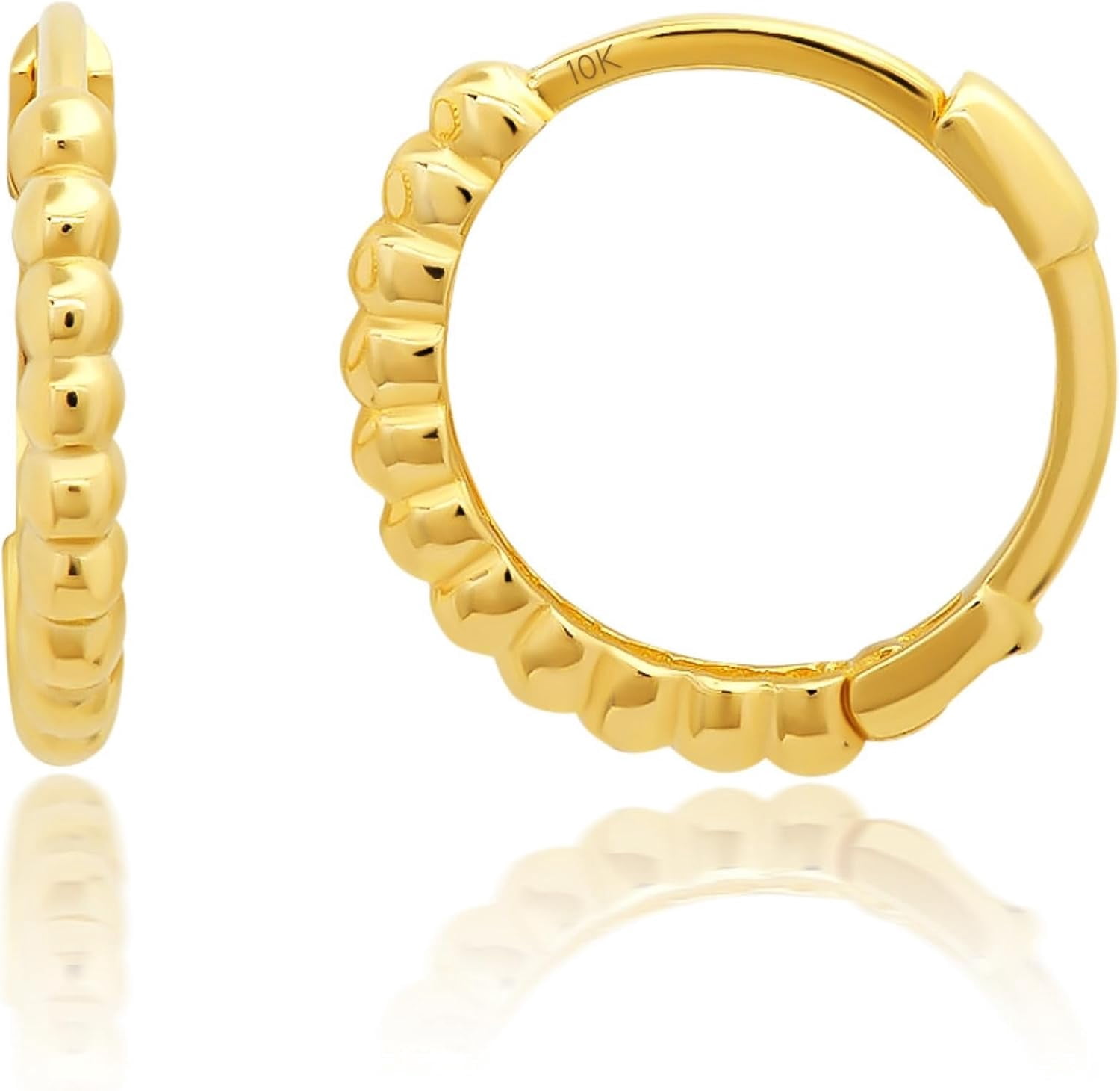 Solid 10k Gold Hoop Earrings for Women in Various Fashion Huggie Hoop ...