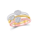 Solid 10k Tri Three Color Gold Round Diamond Couple Three Rings ...