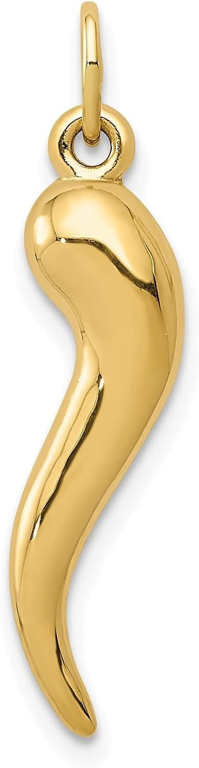 Solid 10k Yellow Gold 3D Italian Horn Charm - 25mm - Walmart.com