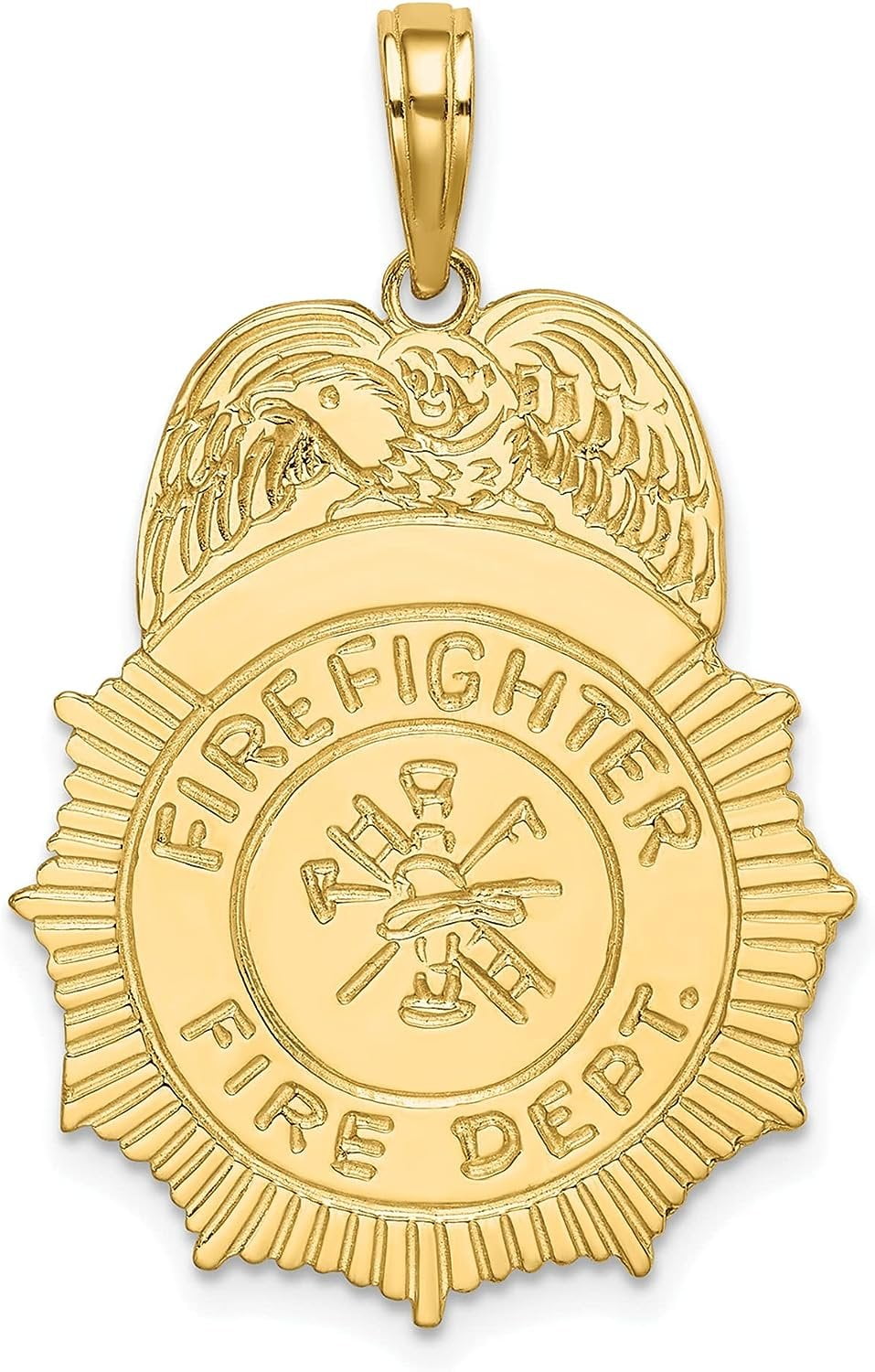 Solid 10k Yellow Gold FIREFIGHTER FIRE DEPT. Badge Charm - 24.5mm ...