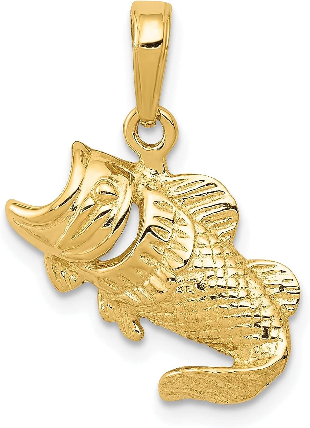Solid 10k Yellow Gold Large Mouth Bass Fish Small Charm - 16mm ...
