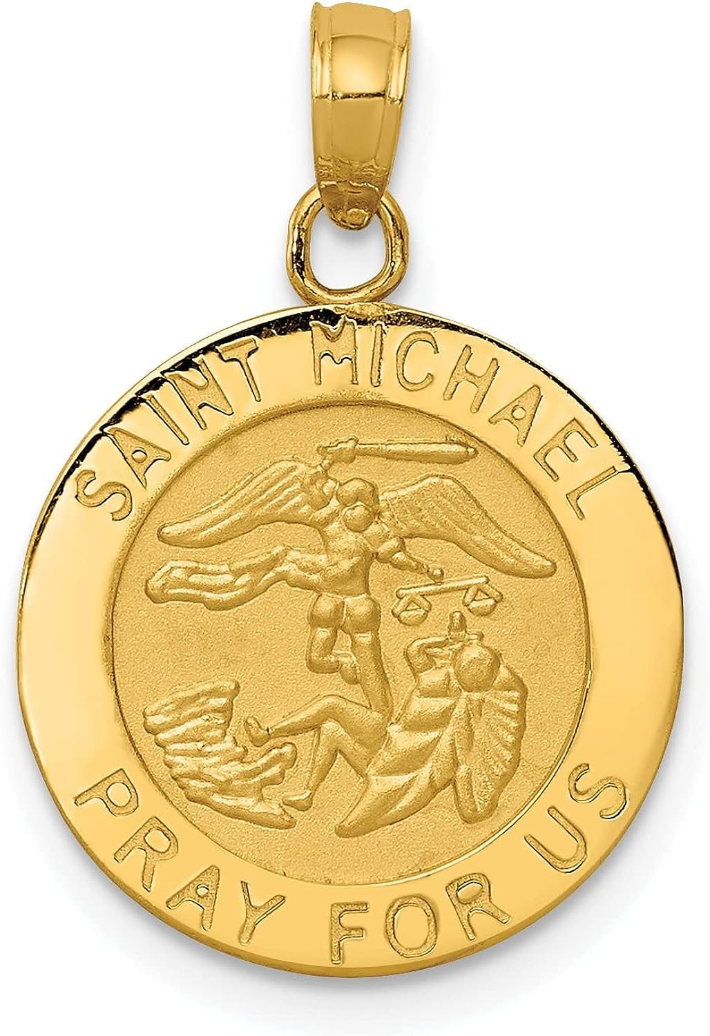 Solid 10k Yellow Gold Saint Michael Medal Pendant - 21.67mm - Walmart.com