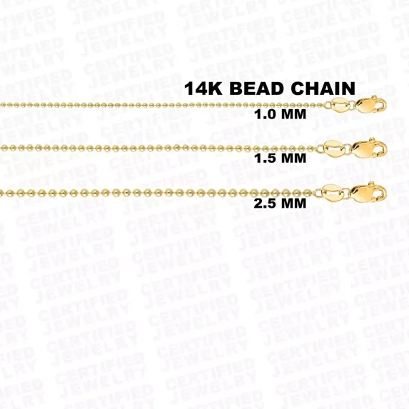 Solid 14K Gold Ball Chain Necklace, 1.0mm- 2.5mm Wide - Walmart.com