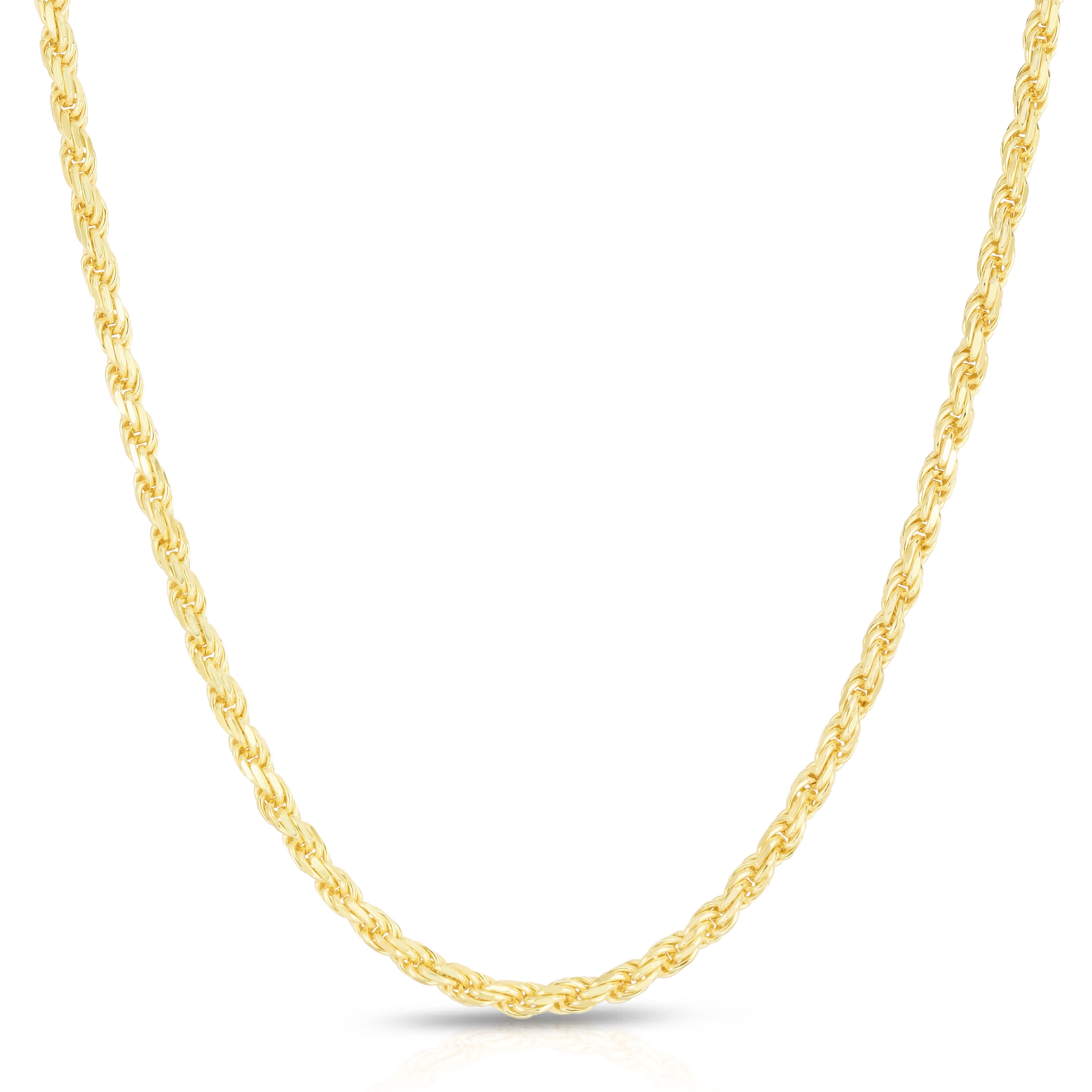 Solid 14K Gold Vermeil Sterling Silver Rope Diamond-Cut Necklace Chains ...