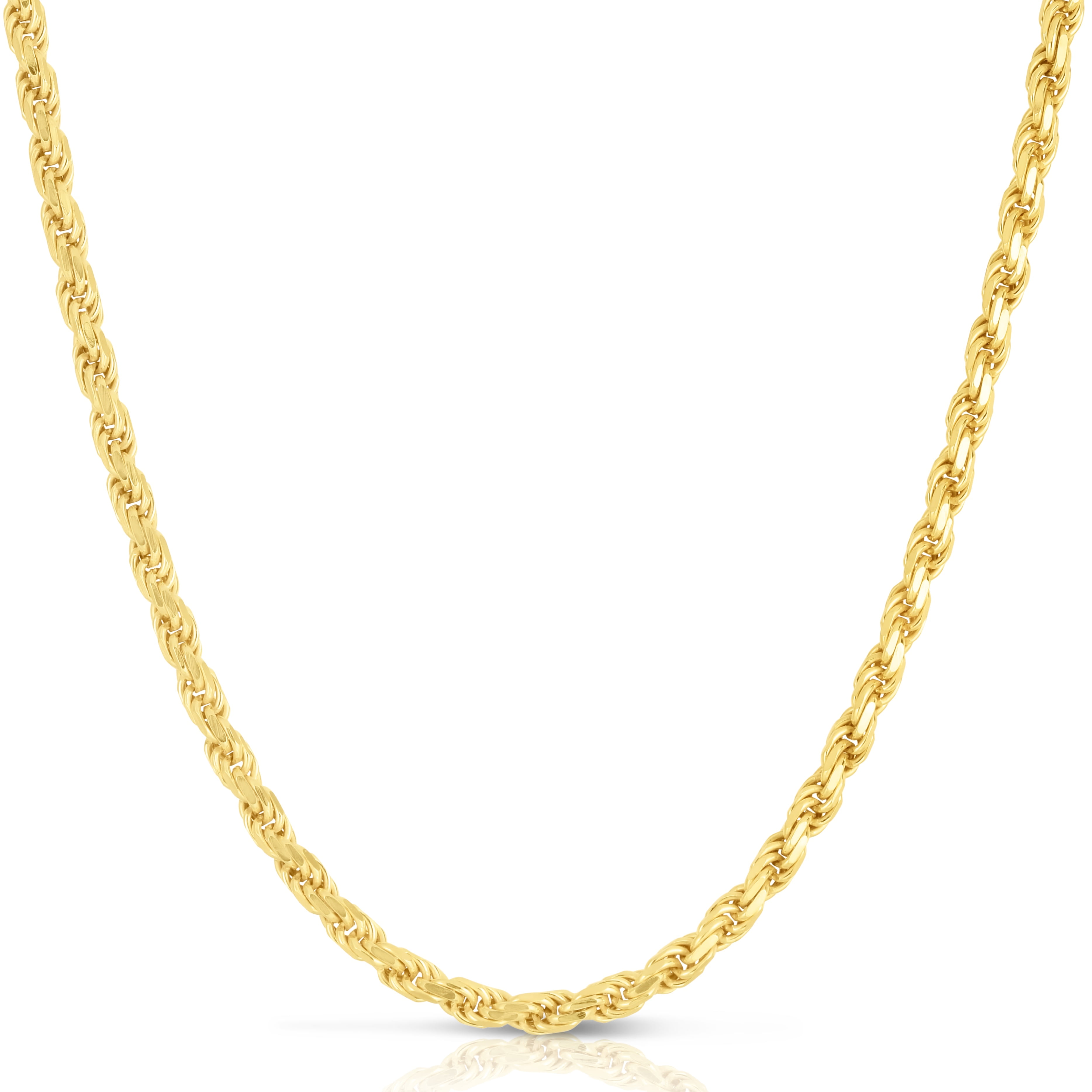 Solid 14K Gold Vermeil Sterling Silver Rope Diamond-Cut Necklace Chains ...