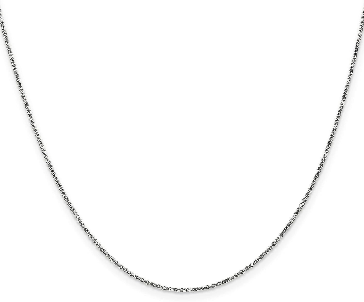 Solid 14K White Gold 1.1mm Round Cable Chain - 18"- Made In Italy ...
