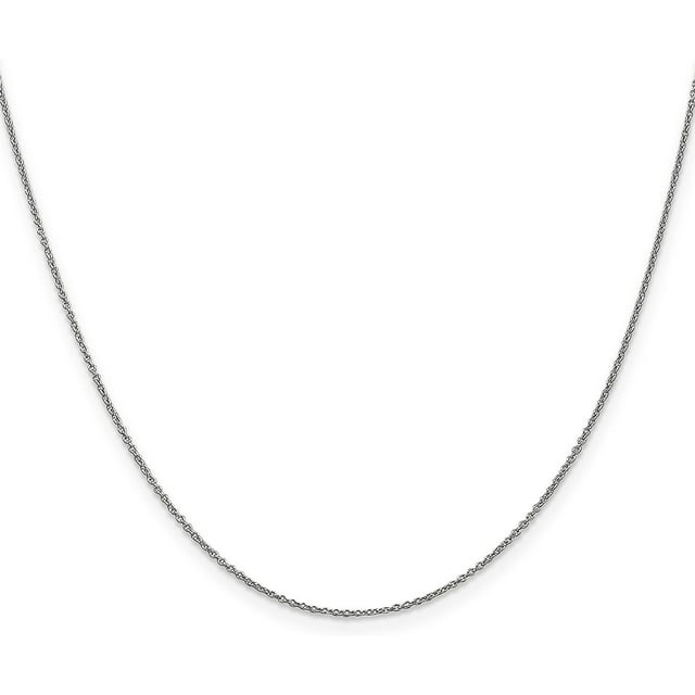 Solid 14K White Gold 1.1mm Round Cable Chain - 18"- Made In Italy ...