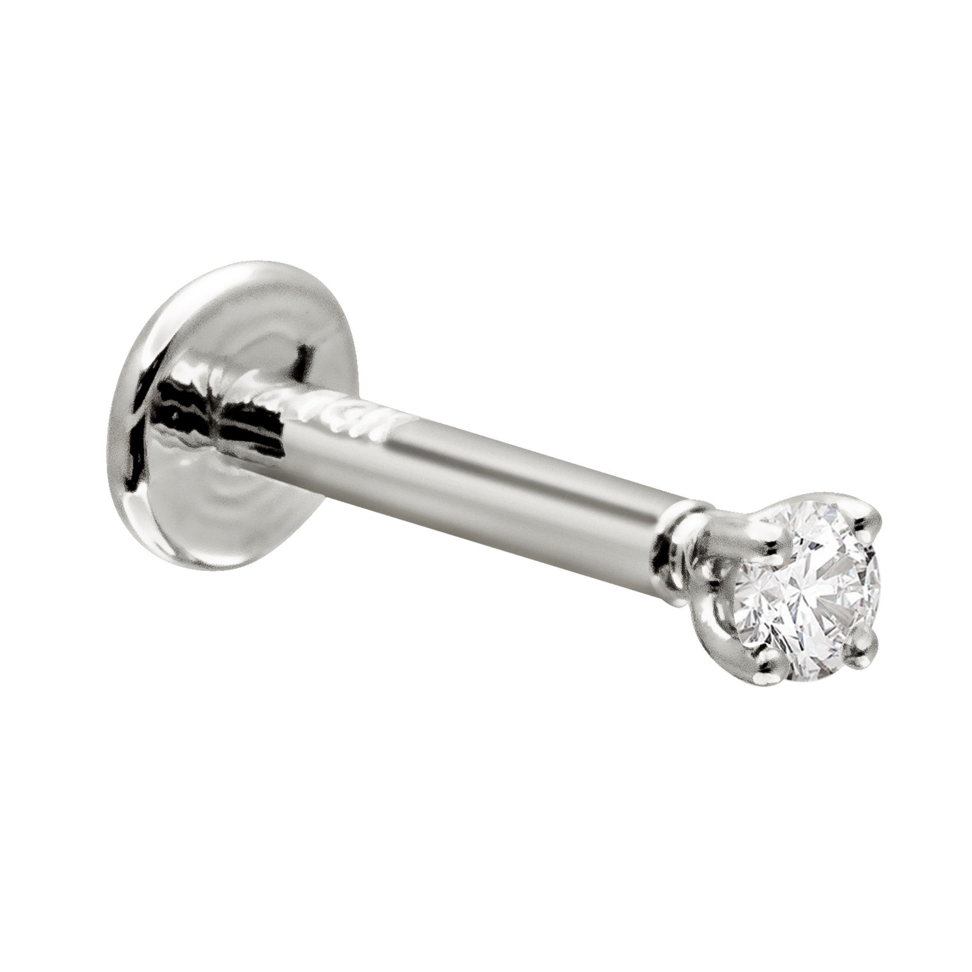 Solid 14K White Gold 16G 8mm Post Labret Studs Lip Monroe Tragus ...