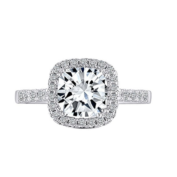 AFFY Solid 14K White Gold Center 2ct 7.5mm G-H-I Color Cushion Cut ...