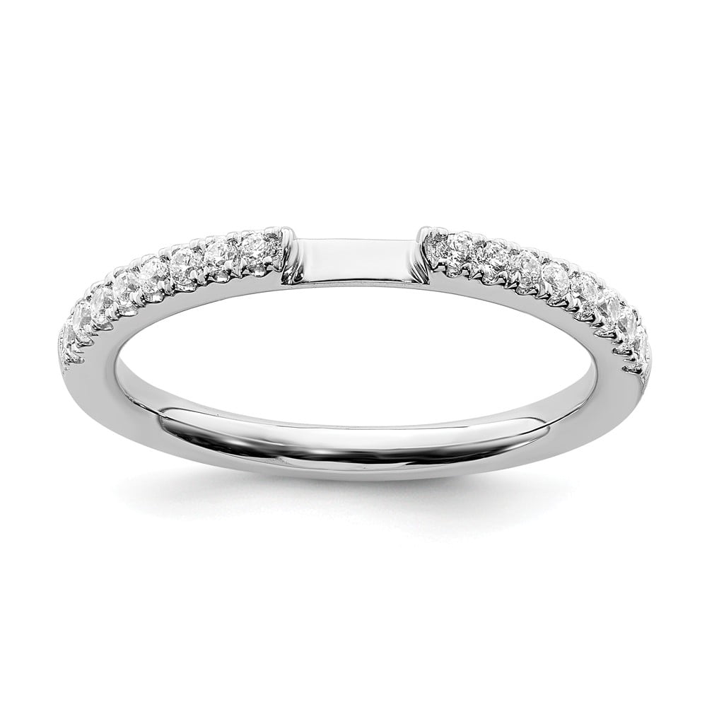 Solid 14K White Gold Engagement Diamond Contoured Curved Notched ...