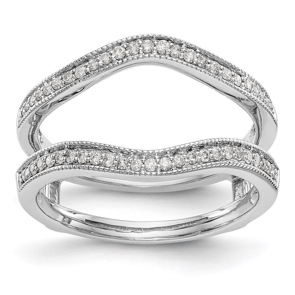 Solid 14K White Gold Engagement Ring Guard with CZ Cubic Zirconia Size ...