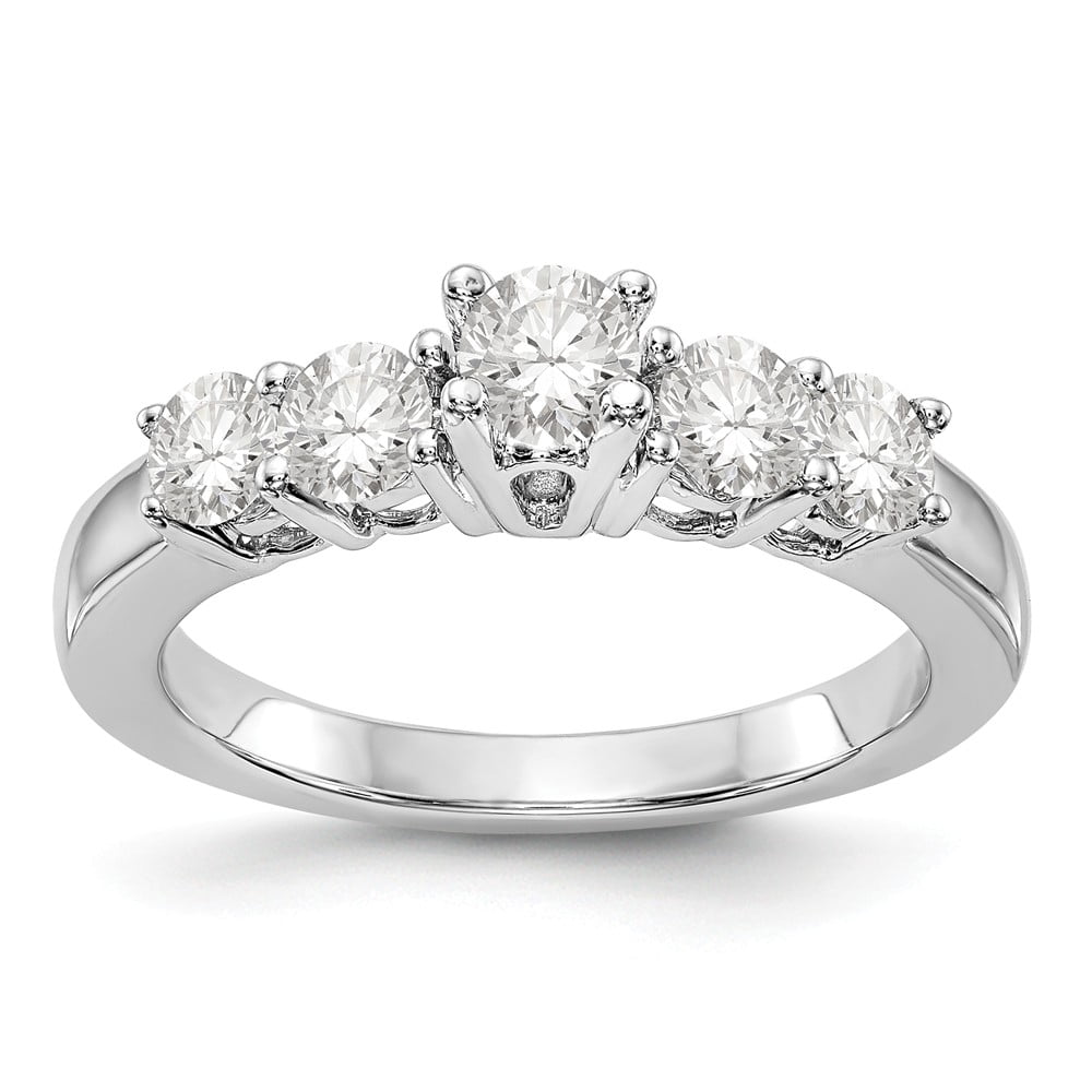 Solid 14K White Gold Five Stone Diamond Engagement Ring Size 7 (.68 ...
