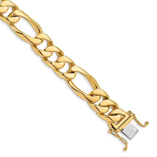 Solid 14K Yellow Gold 24 inch 14mm Hand Polished Figaro Link with Box ...