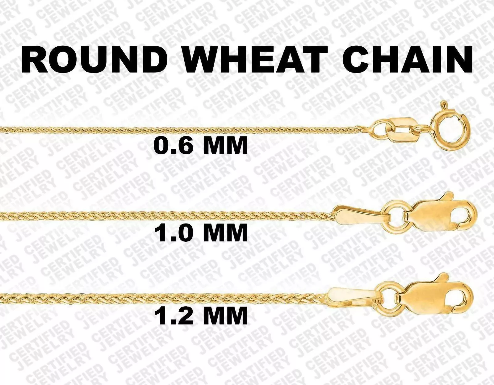 Solid 14K Yellow Gold Diamond Cut Round Wheat Chain Necklace, 16" To 30 ...