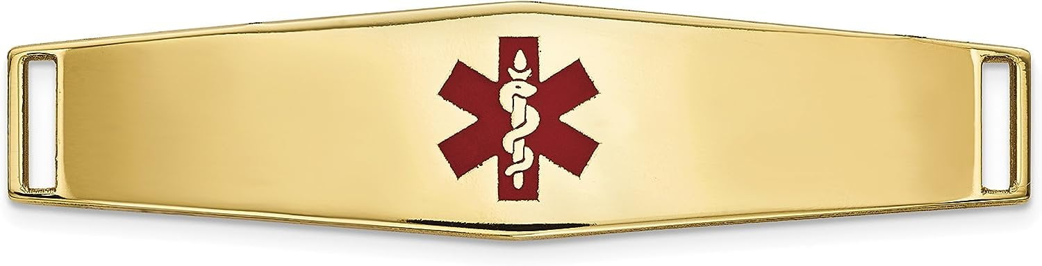 Solid 14K Yellow Gold Epoxy Enameled Medical ID Ctr Soft Diamond Shape ...