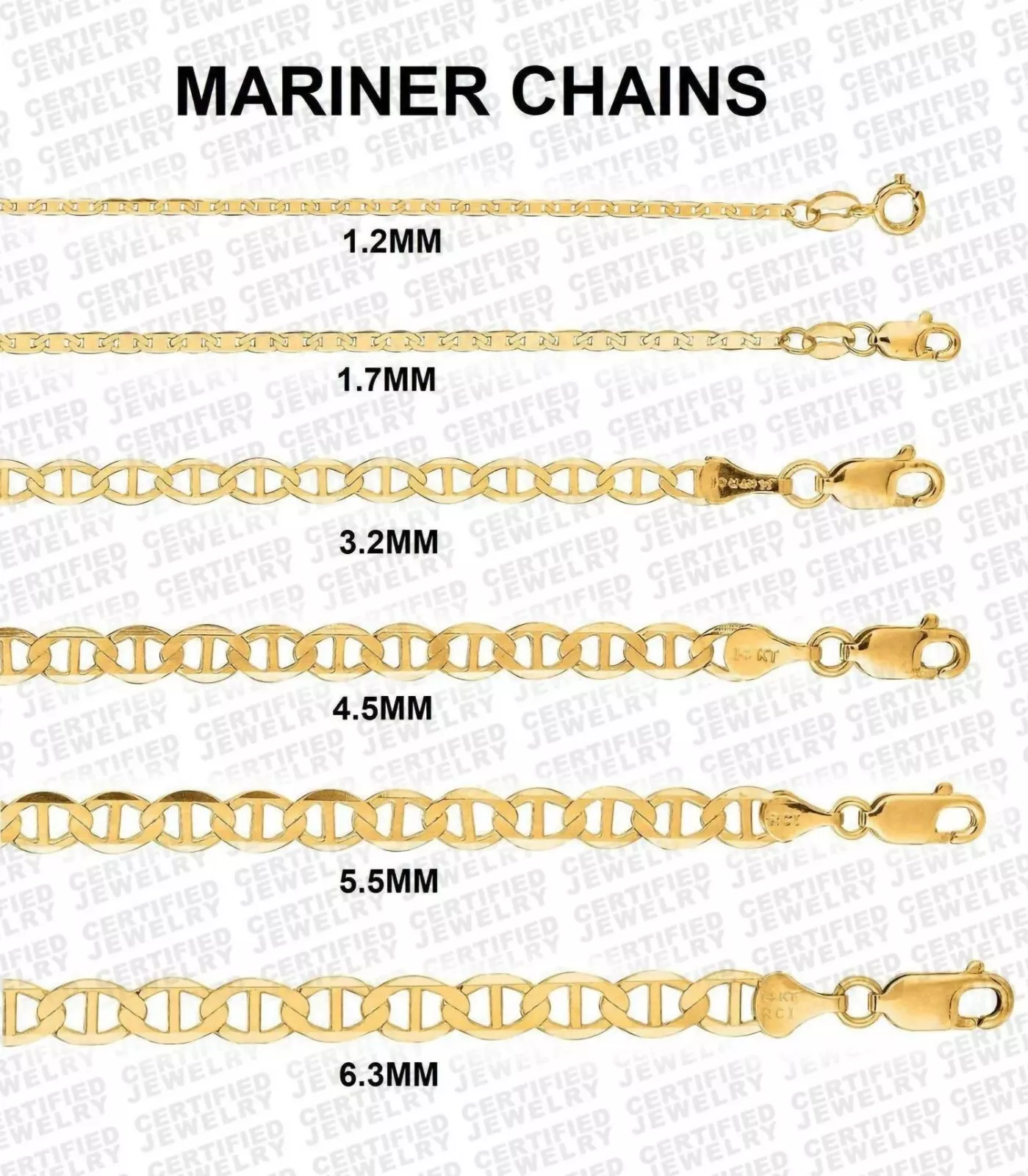 Solid 14K Yellow Gold Flat Mariner Link Curb Chain Necklace, 7" To 30 ...