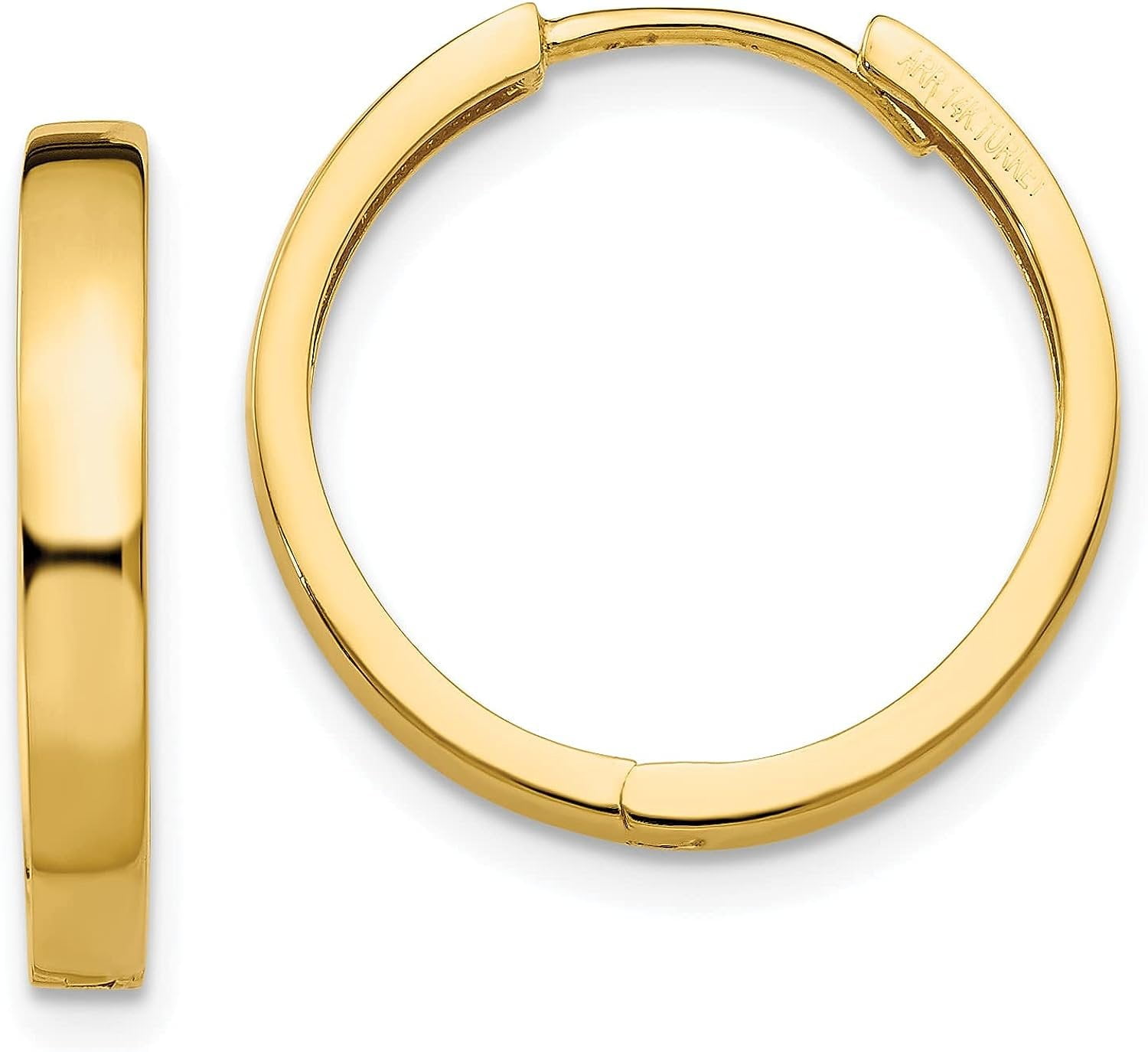 Solid 14K Yellow Gold Hinged Hoop Earrings - 15mm - Walmart.com