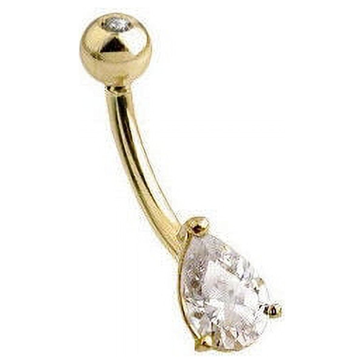Solid 14k Gold Belly Button Ring 14 Gauge Navel Jewelry - Walmart.com