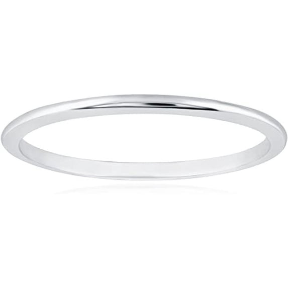 Solid 14k Gold Wedding Band Ring for Women in White Gold 1mm Thin ...