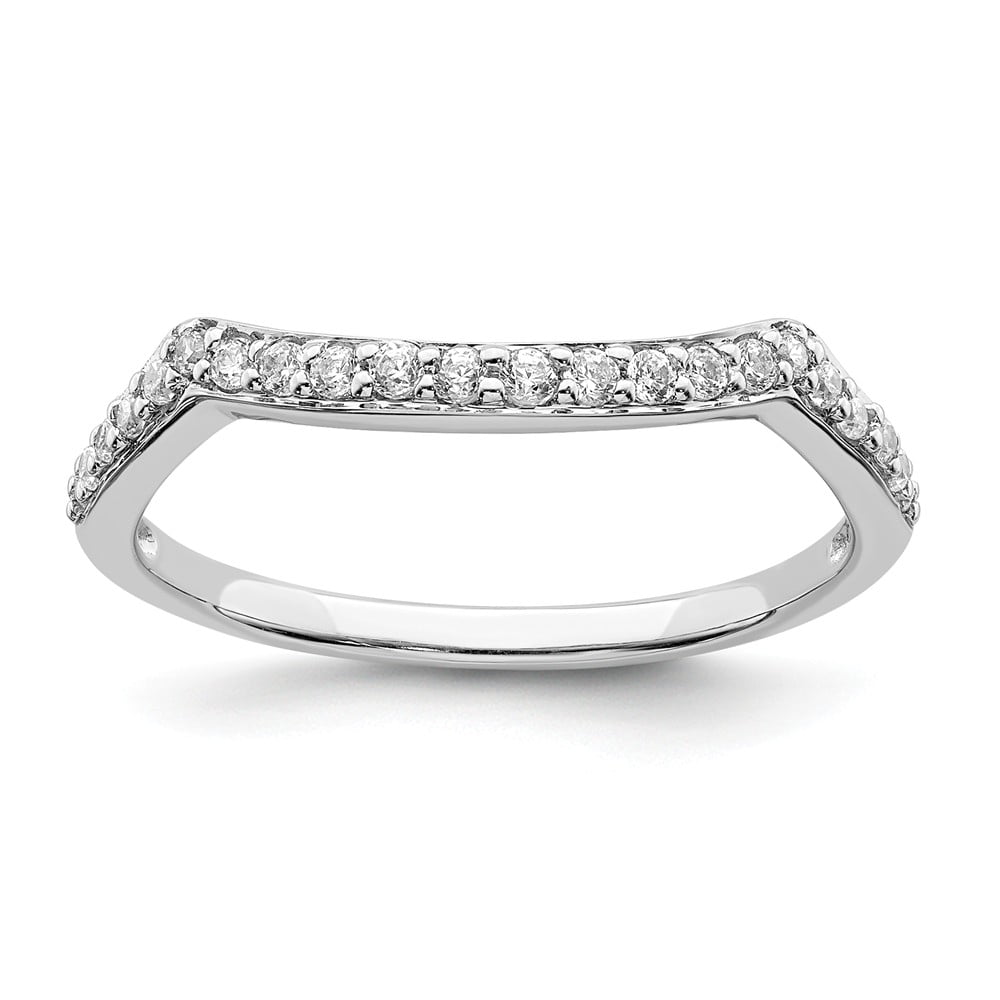 Solid 14k White Gold Contoured Diamond Curved Notched Wedding Band Ring ...