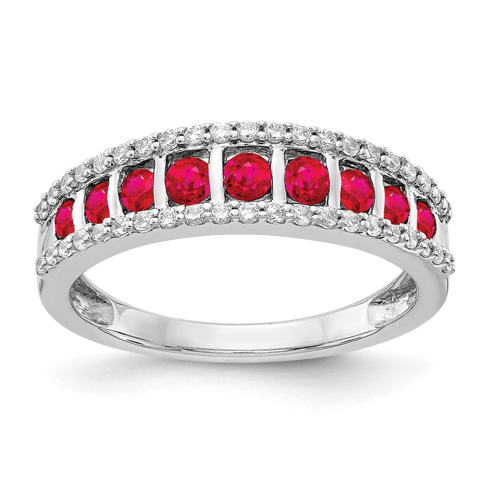 Solid 14k White Gold Diamond and Ruby Unique Engagement Ring Size 5 ...