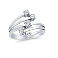 Solid 14k White Gold Fancy Right Hand Statement Ring, CZ Cubic Zirconia ...