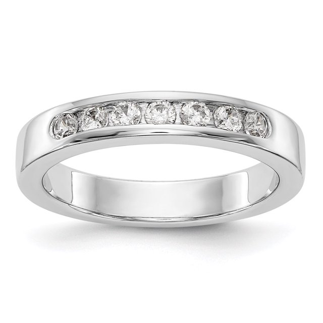 Solid 14k White Gold Flat Partial Closed Seven Stone Channel Wedding ...