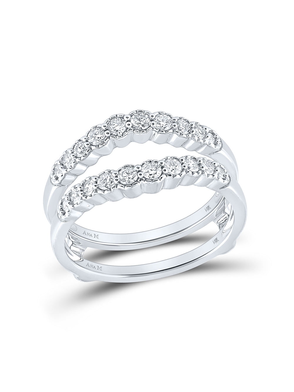 Solid 14k White Gold Round Diamond Wrap Engagement Wedding Anniversary ...