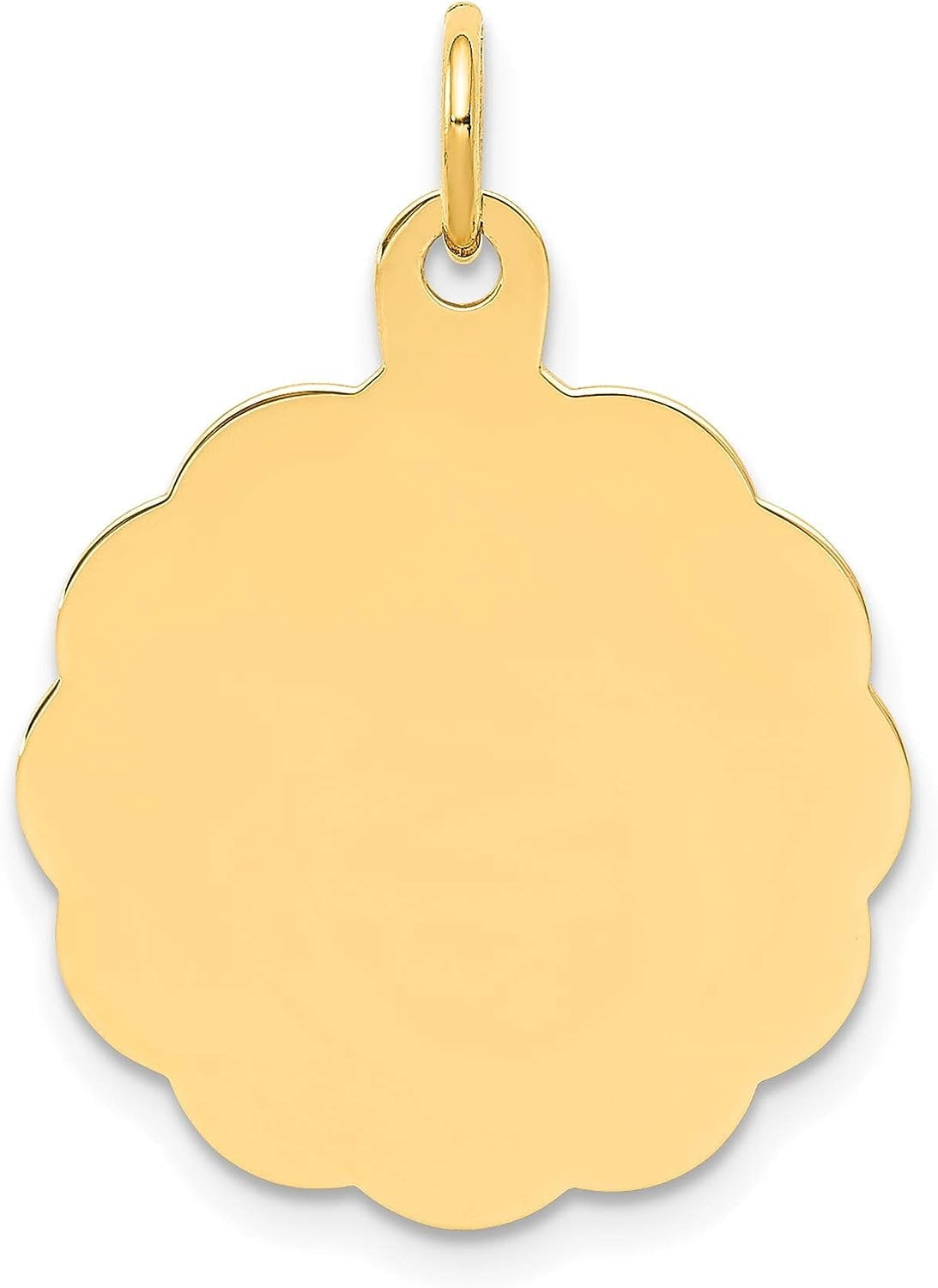 Solid 14k Yellow Gold .011 Gauge Engravable Scalloped Disc Charm - 26mm ...