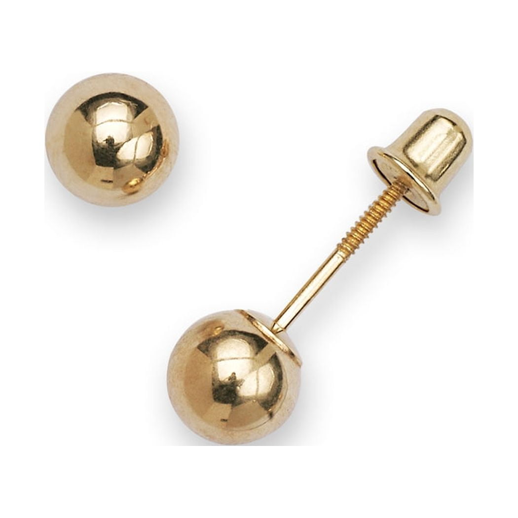 Solid 14k Yellow Gold 3 8mm Ball Screw Back Earrings For Women ...
