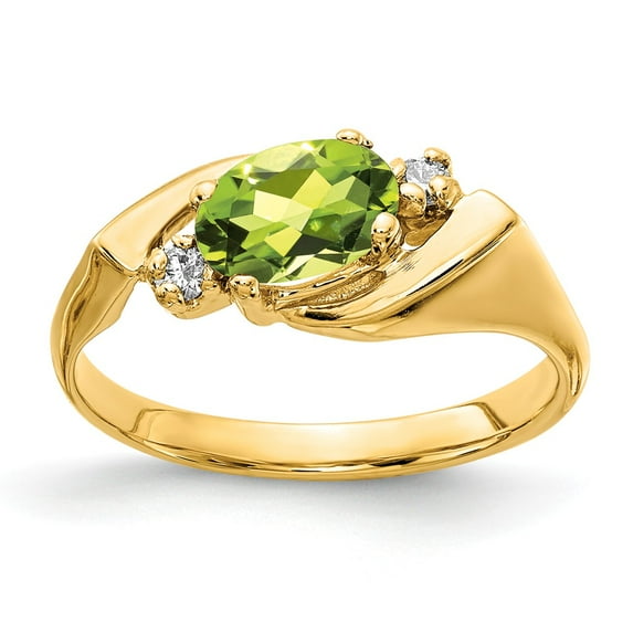 Solid 14k Yellow Gold 7x5mm Oval Peridot Green August Gemstone Checker ...