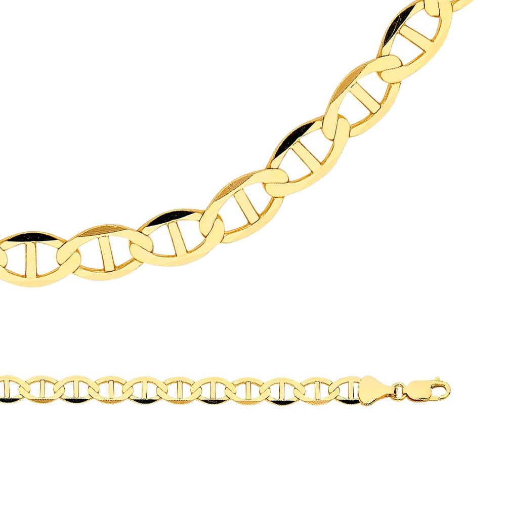 Solid 14k Yellow Gold Chain Mariner Necklace Flat Anchor Solid 14k Yellow Gold Chain Mariner Necklace Flat Anchor