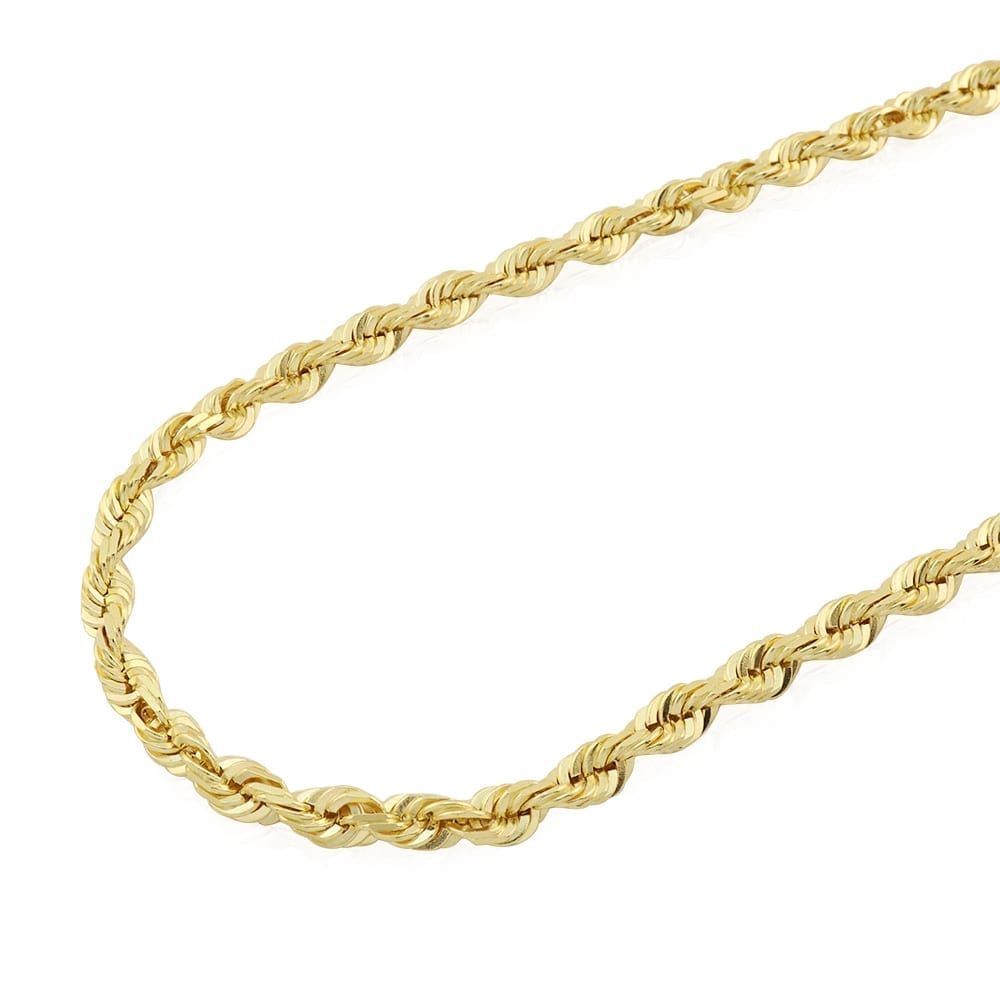 Solid 14k Yellow Gold Diamond Cut Rope Chain Necklace 20" 22" 24" 26 ...