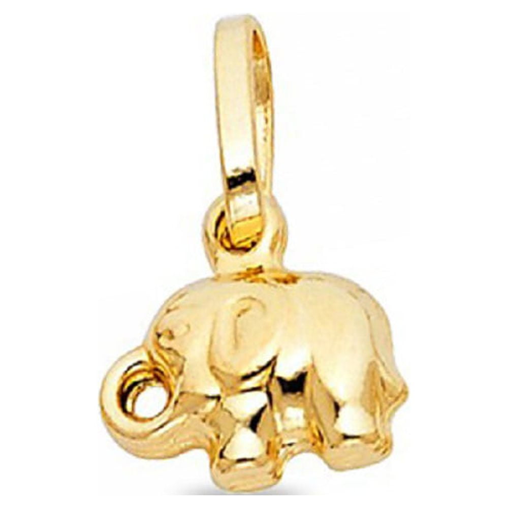 Solid 14k Yellow Gold Elephant Pendant Good Luck Charm Design Polished ...