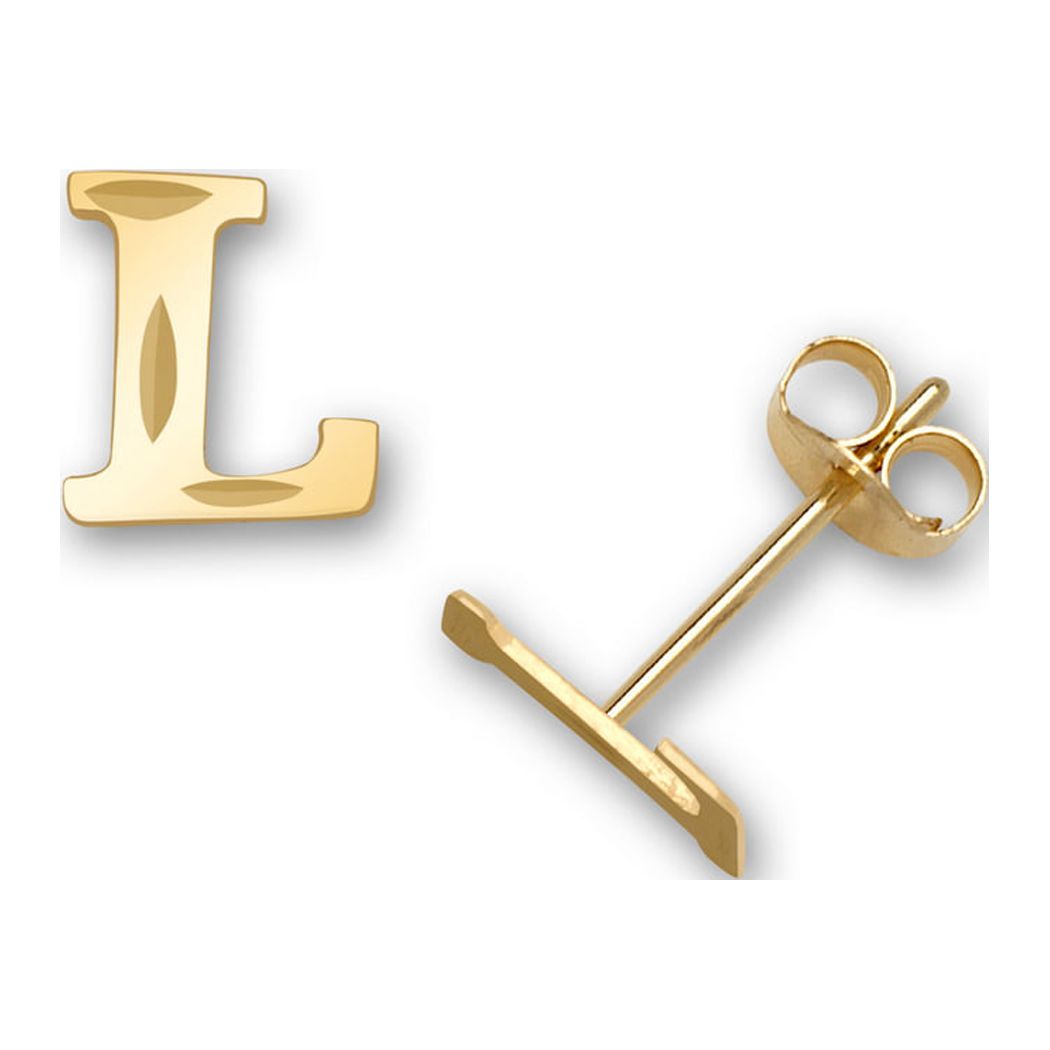 14K White Gold Solid Satin Sparkle-Cut Initial L Charm - .8 Grams ...