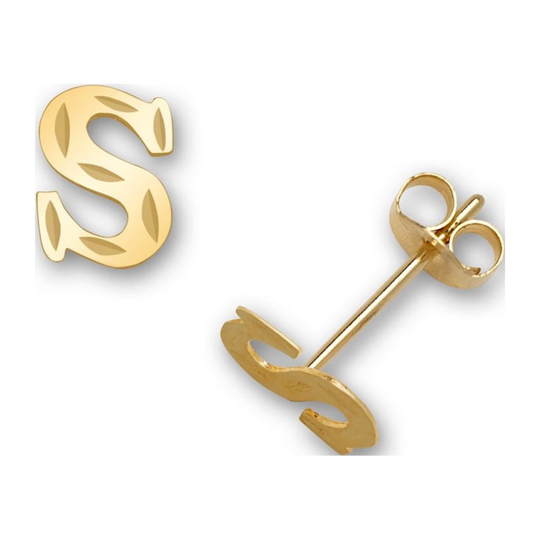 Solid 14k Yellow Gold Small Sparkle cut A Z Letter Name Personalized ...