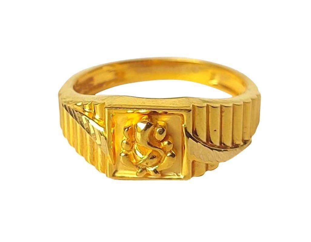 Solid 22K/18K Fine Yellow Gold Certified Mens And Boys Statement Ring ...