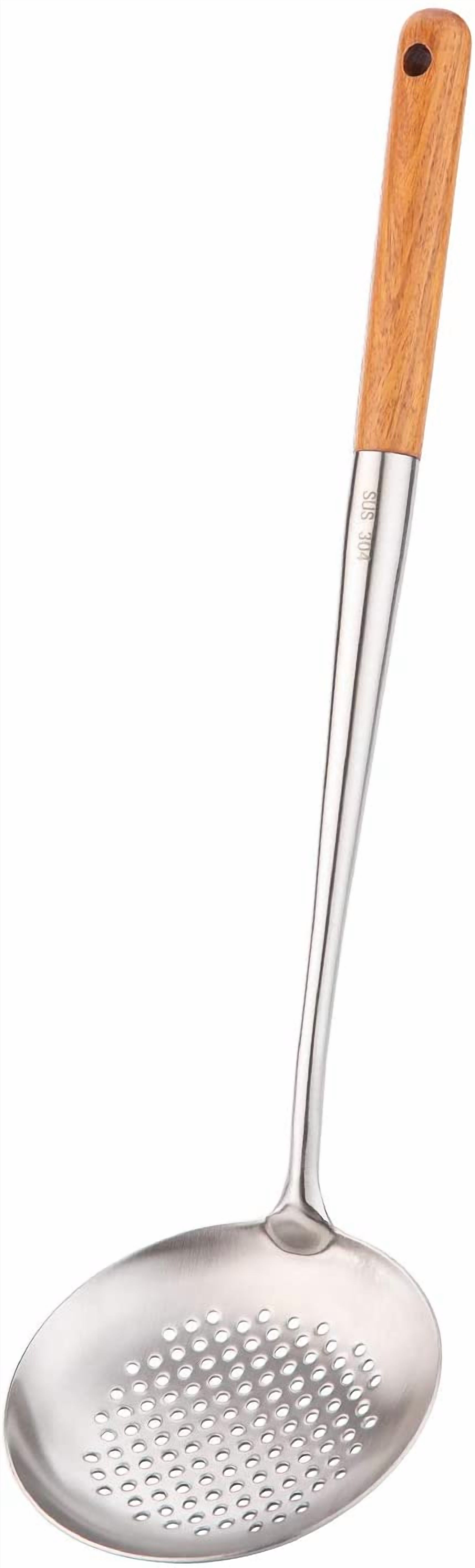 Solid 304 Stainless Steel Skimmer Slotted Spoon Colander Strainer Ladle ...
