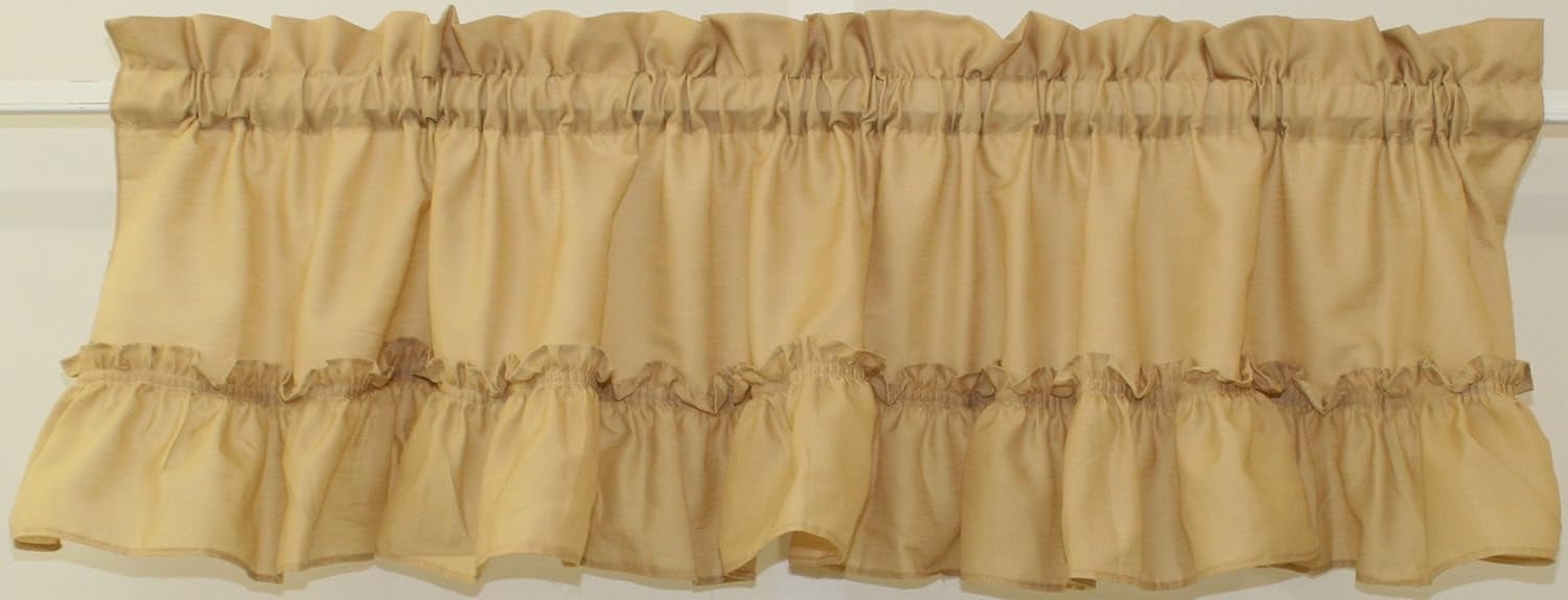Solid 54Wx13L Ruffled Valance Almond - Walmart.com