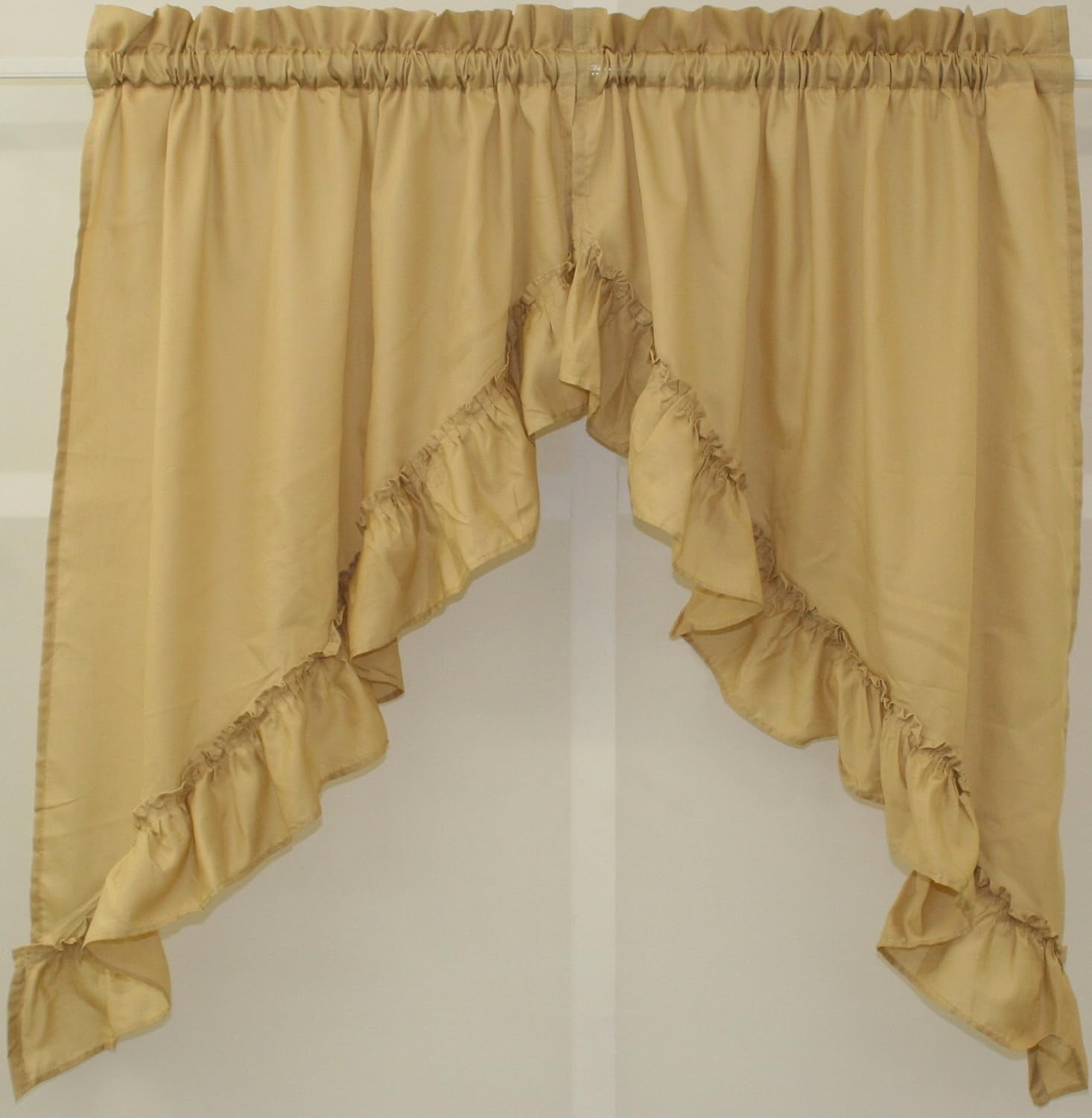 Solid 60Wx38L Ruffled Swag Pair Almond - Walmart.com