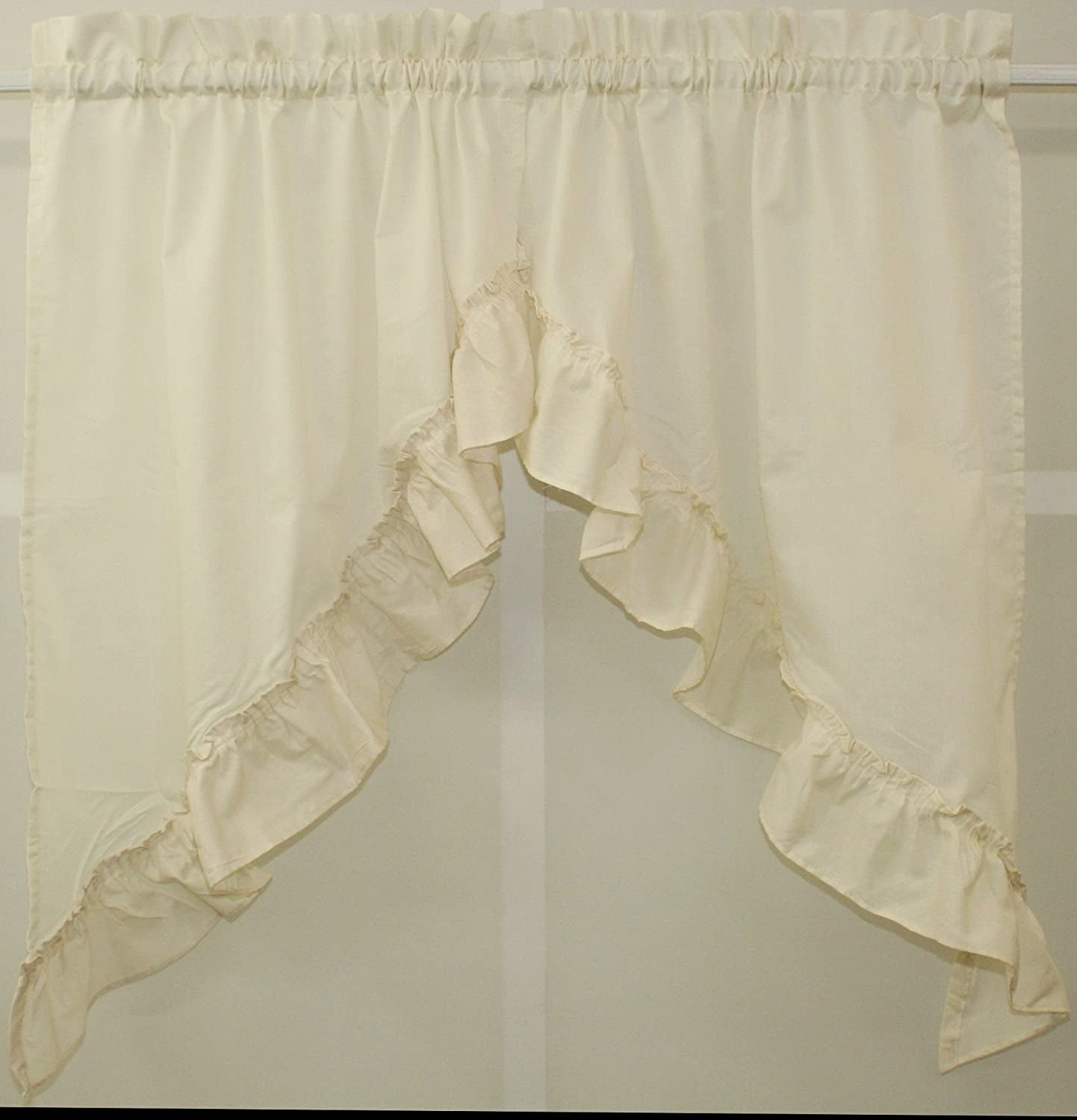 Solid 60Wx38L Ruffled Swag Pair Cream - Walmart.com